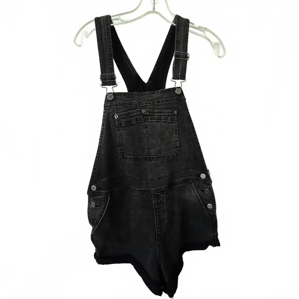 RVCA | Shorts | Rvca Black Denim Overalls | Poshmark